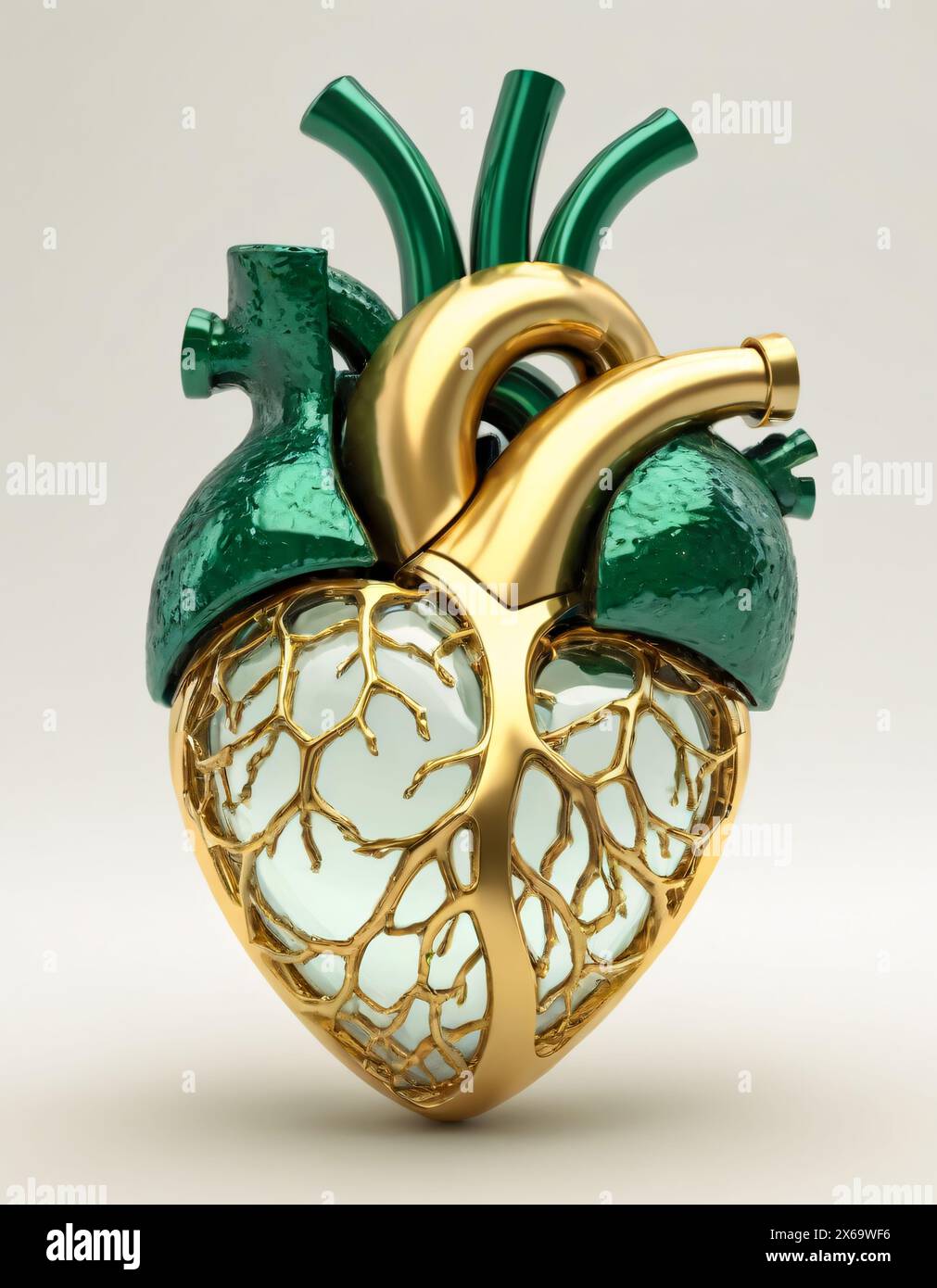 Human heart, realistic representation. Gold crystal and gemstones Stock ...
