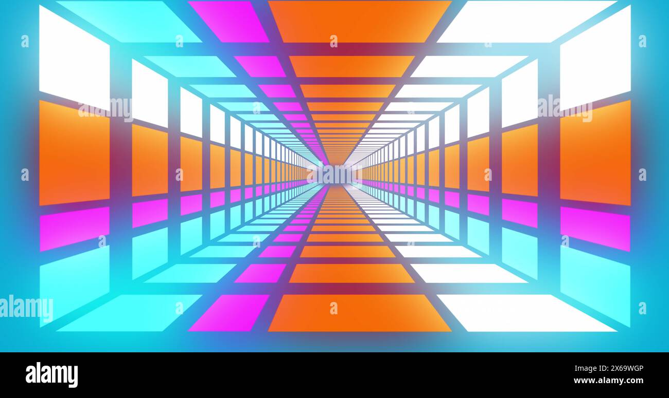 Image of neon pattern moving on seamless loop on blue background Stock ...