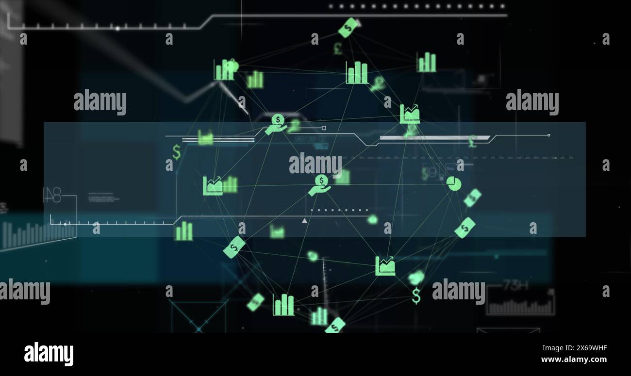 Animation graphs over connected icons hi-res stock photography and ... Animation graphs over connected icons hi-res stock photography and ...