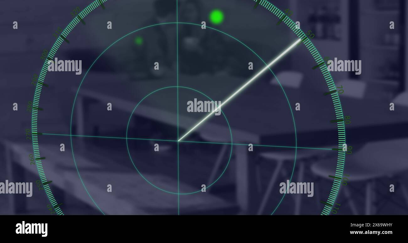 Image of radar scanning over caucasian couple kissing while sitting at ...