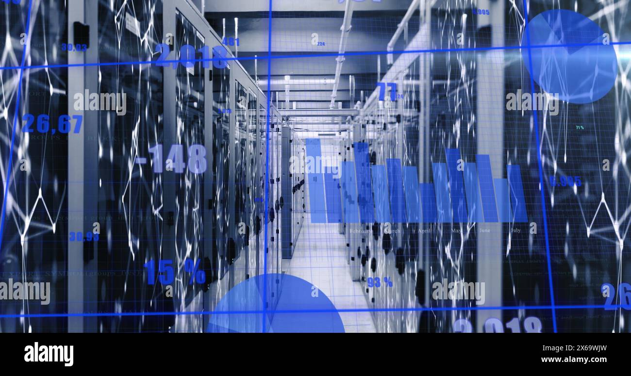 Image Of Statistical Data Processing And Network Of Connections Against