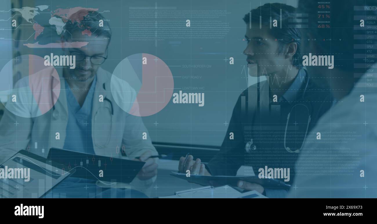 Image of data processing over diverse group of doctors Stock Photo - Alamy