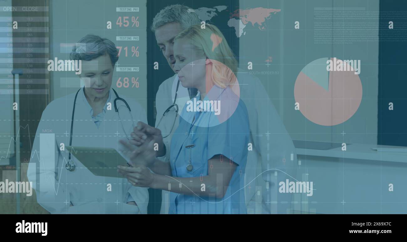 Image of data processing over diverse group of doctors Stock Photo - Alamy