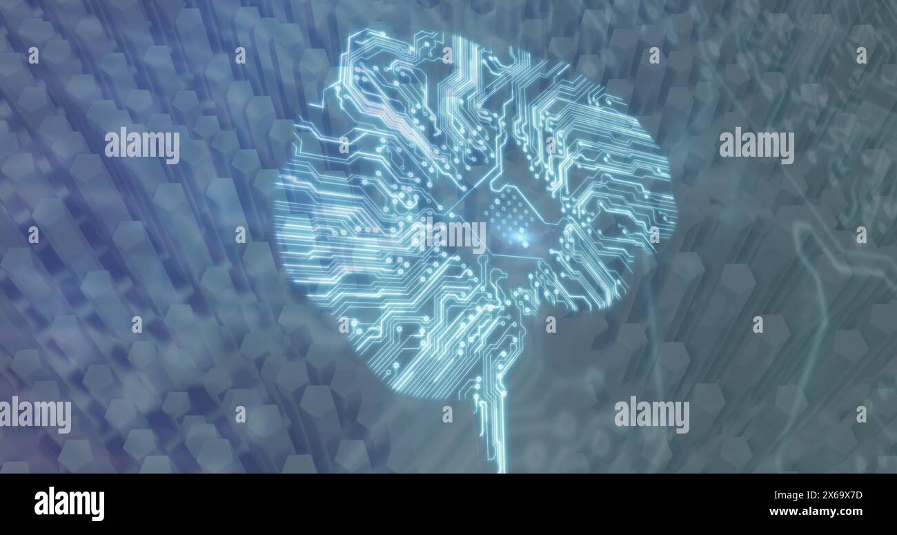 Animation digital brain shapes over hi-res stock photography and images - Alamy