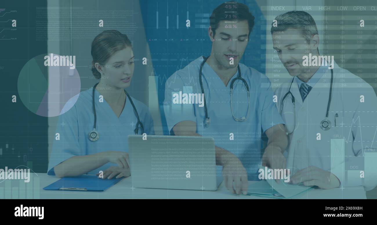 Image of data processing over diverse group of doctors Stock Photo - Alamy