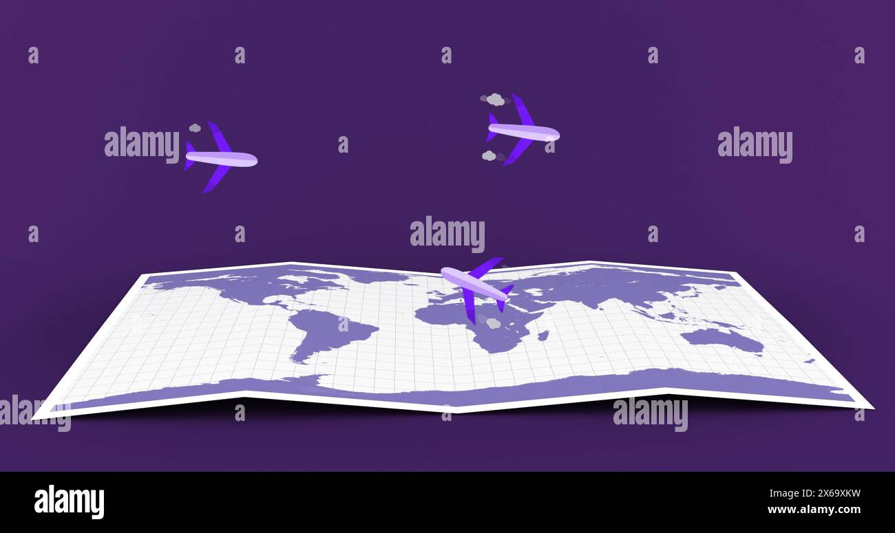 Animation planes over world map hi-res stock photography and images - Alamy