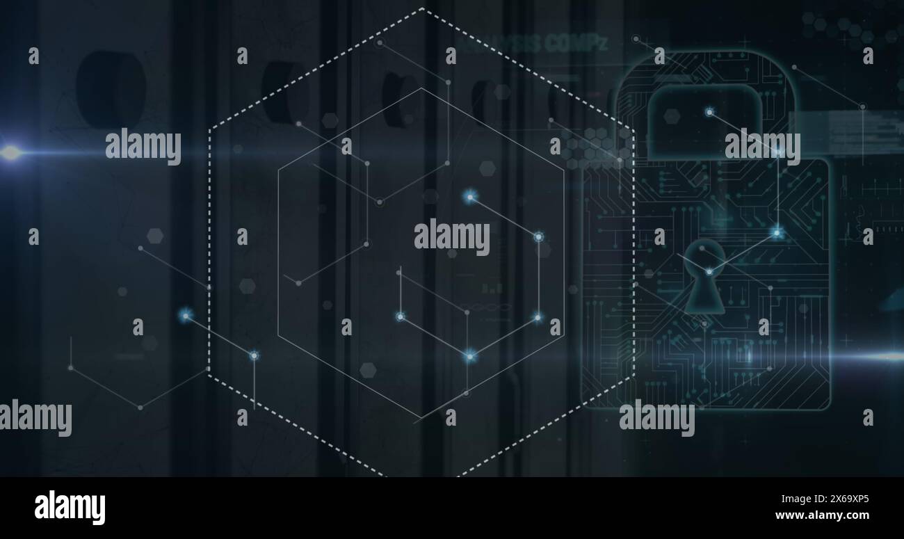 Image of network of connections over scope scanning Stock Photo - Alamy