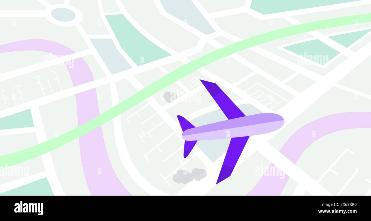 Image of plane moving over map Stock Photo - Alamy