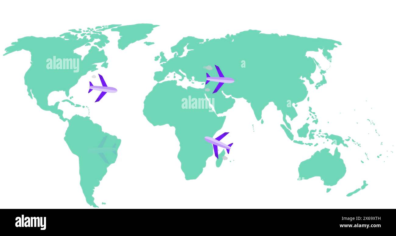 Internet airplane world map Cut Out Stock Images & Pictures - Alamy