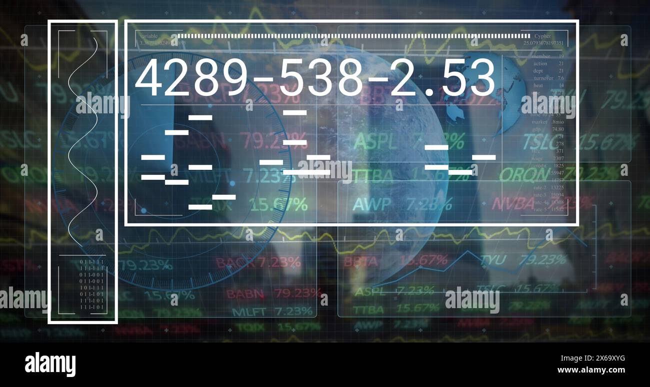 Image of screen with glitch gifts and chains interface with code and ...
