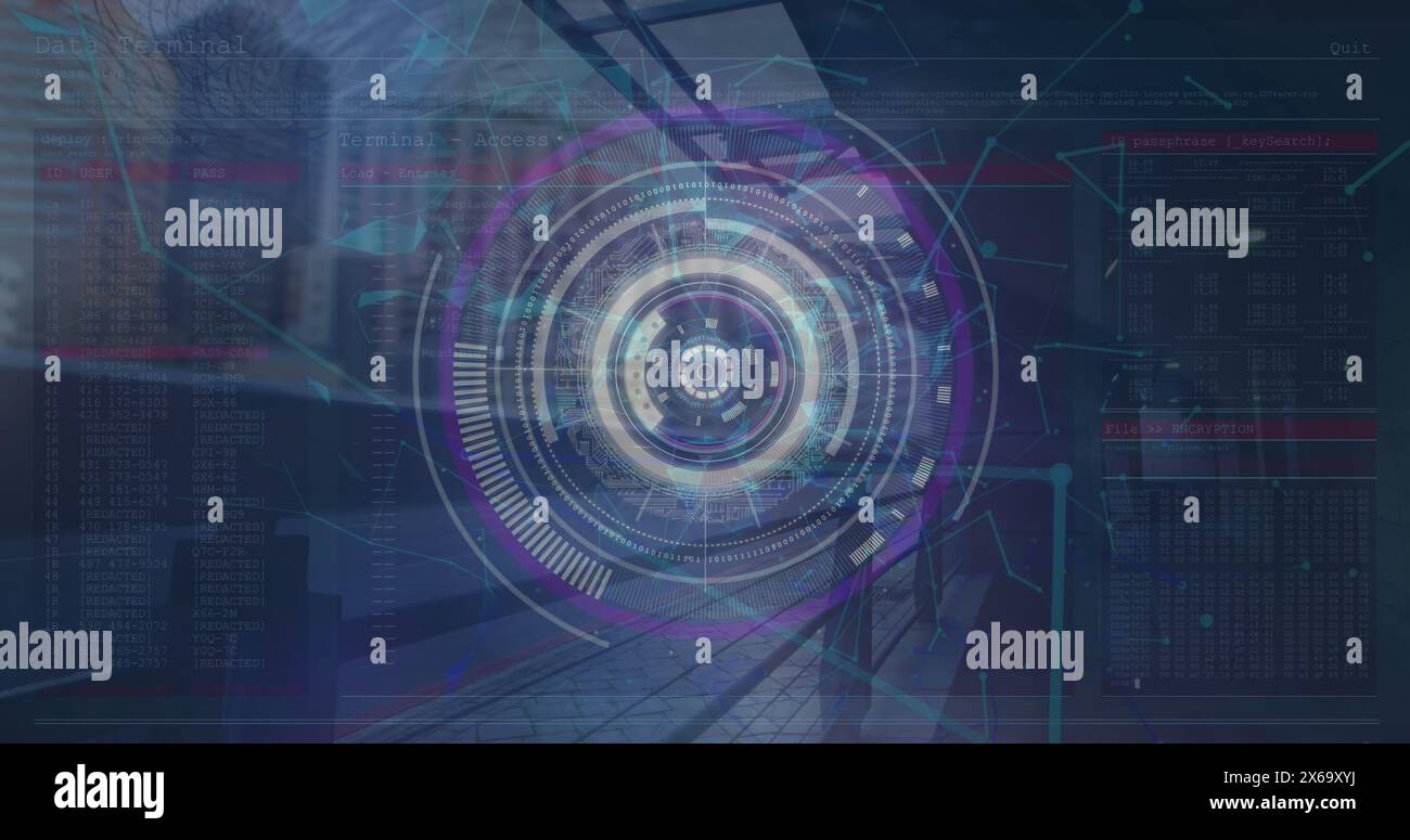 Animation scope scanning cityscape connections hi-res stock photography ...