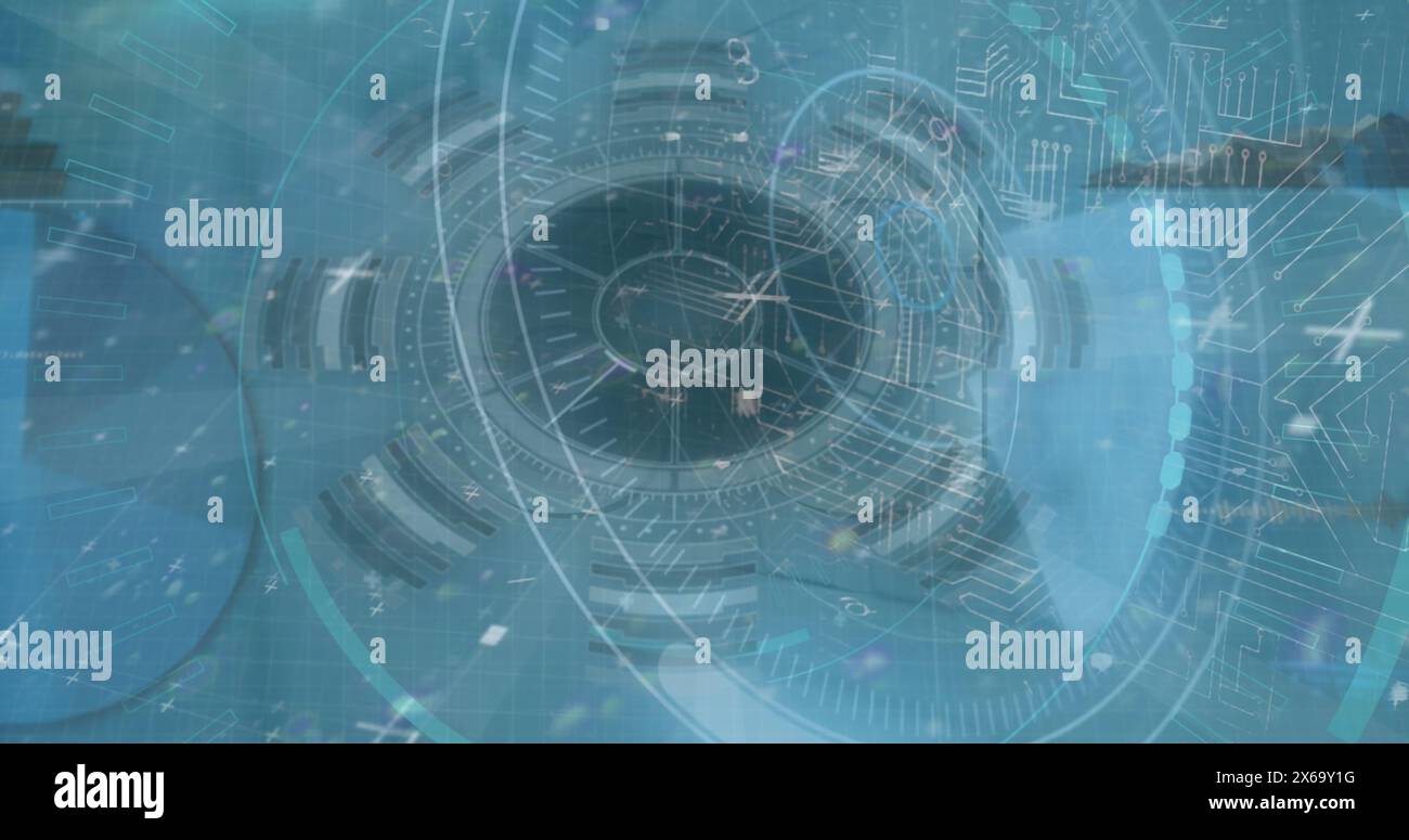 Image of scopes scanning and data processing over server Stock Photo - Alamy