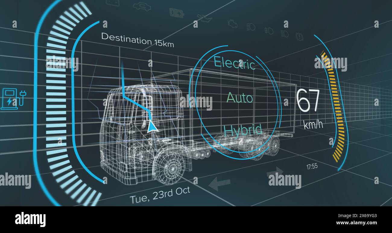 Image of 3d model of car with digital interface and data processing ...