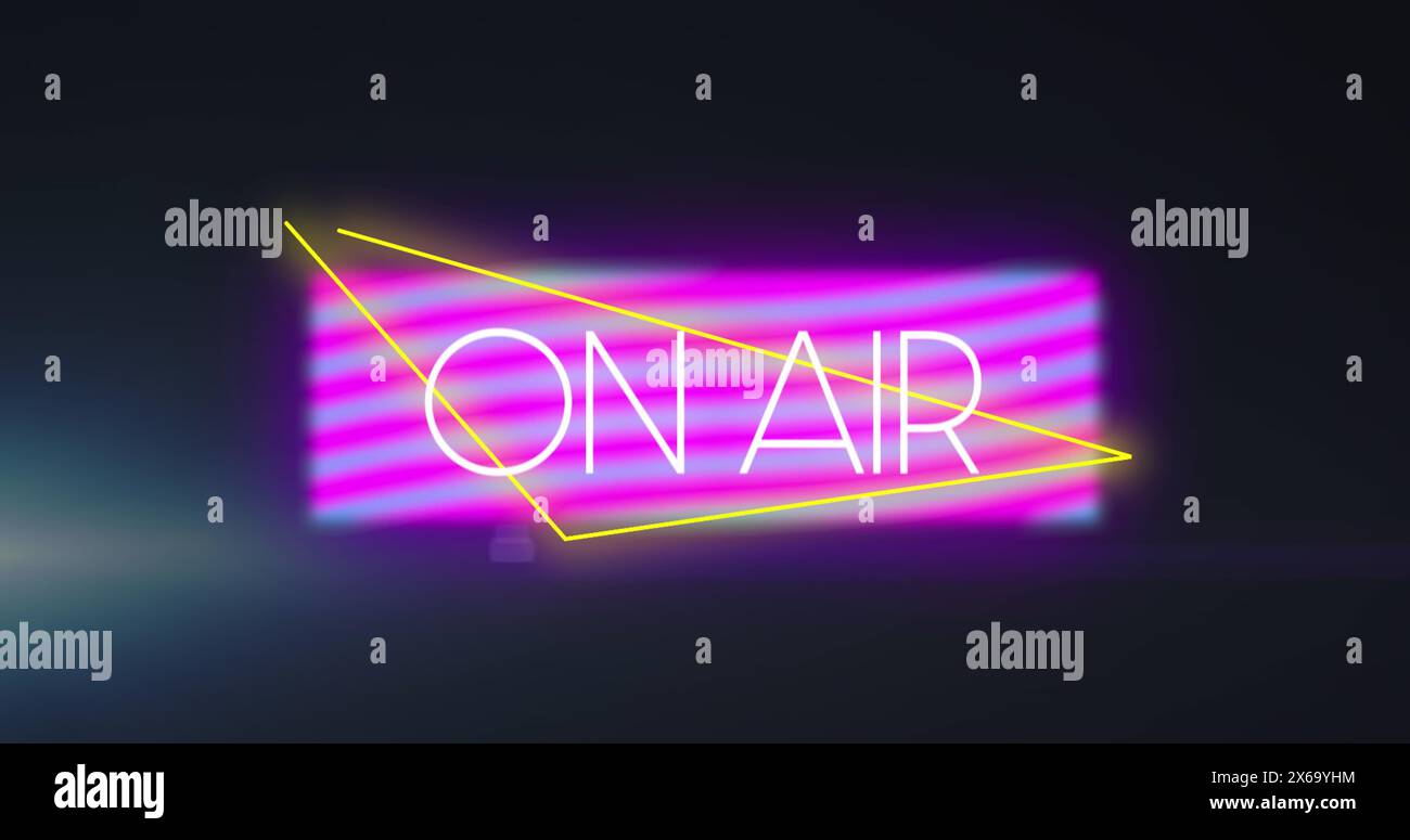 Image of on air text and shapes over light trails Stock Photo - Alamy