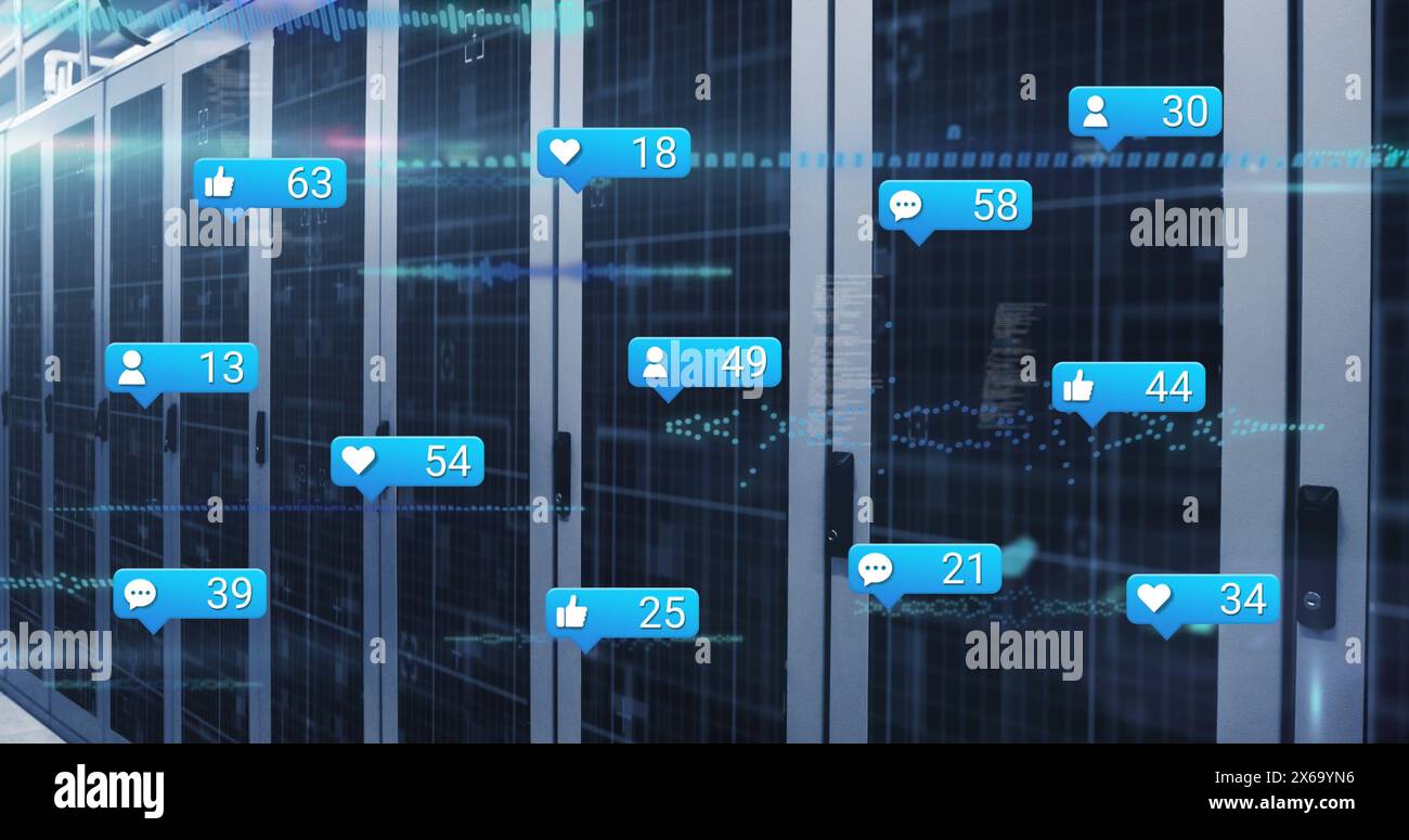 Social media notifications and data processing over computer servers ...