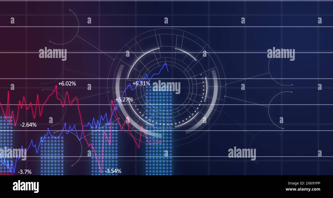 Image of financial data processing over scope scanning Stock Photo - Alamy