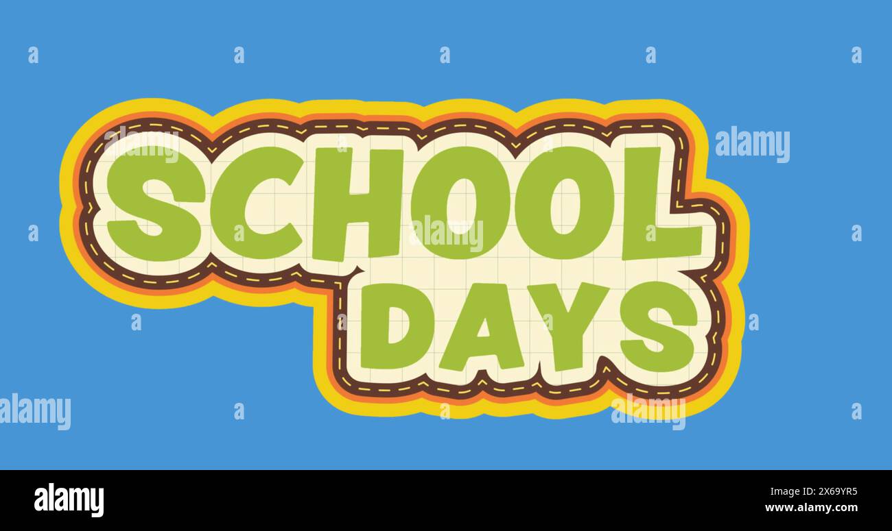 Image of school days text moving on blue background Stock Photo - Alamy