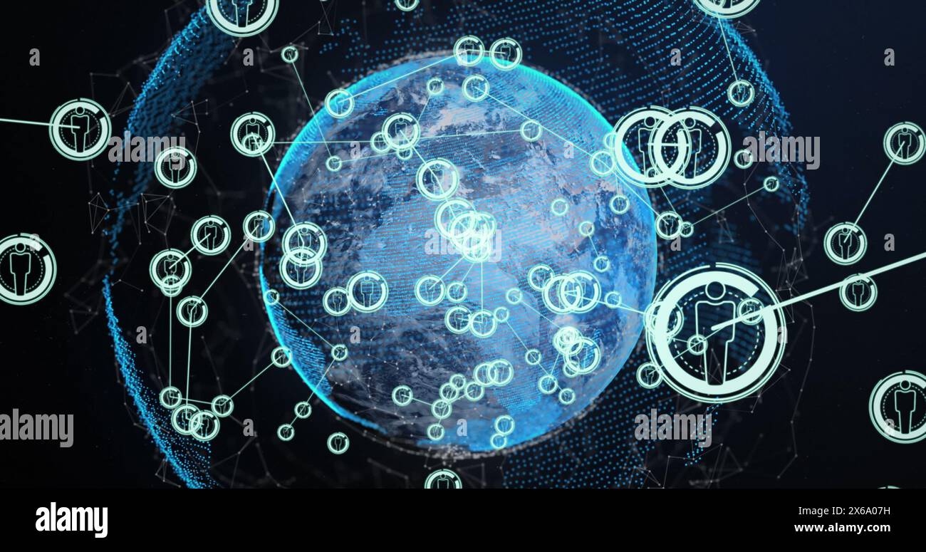 Animation icons over illuminated dots hi-res stock photography and images - Alamy