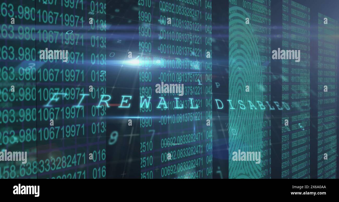 Green and blue numbers cascading down screens, overlaying large letters Stock Photo - Alamy