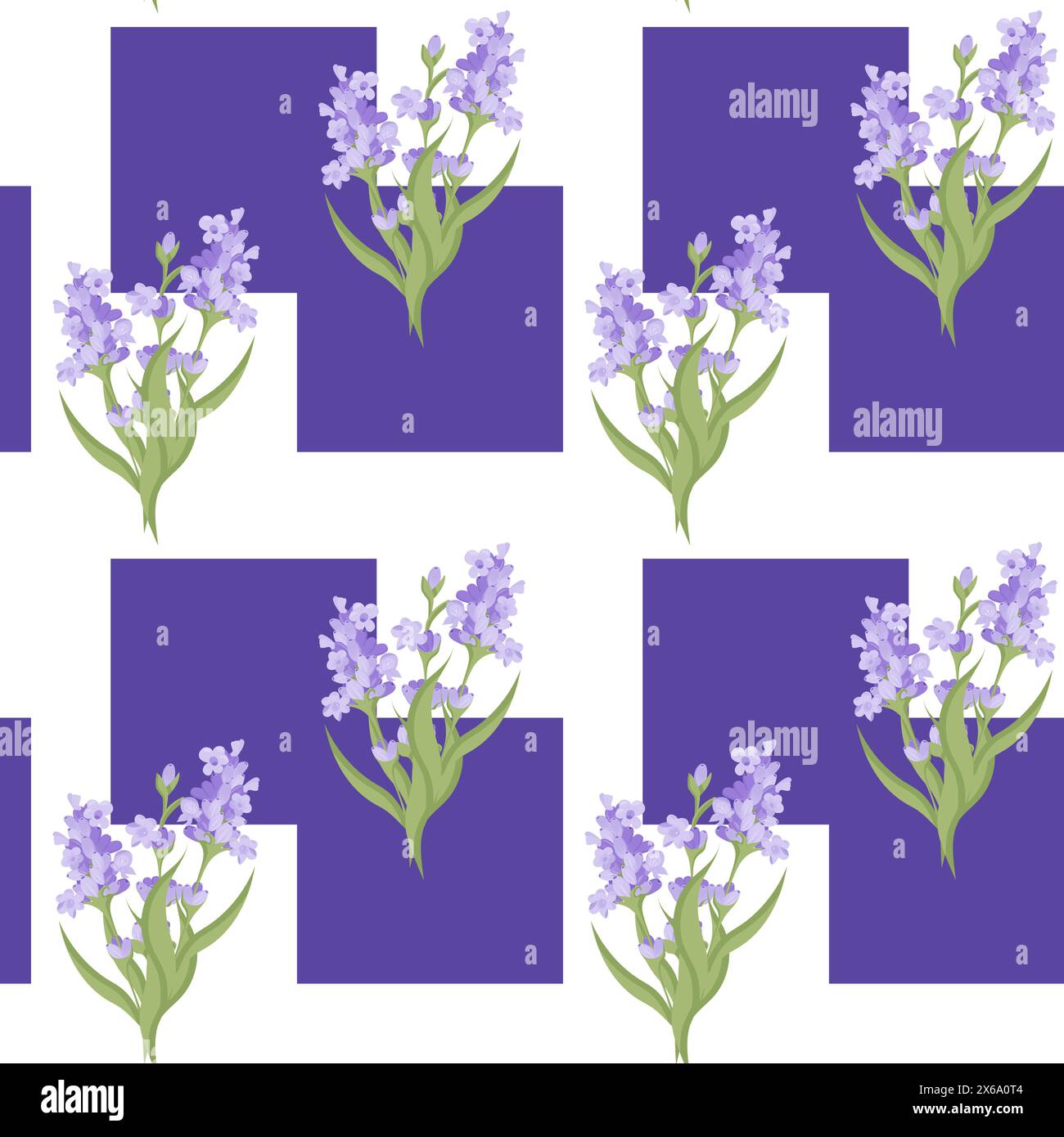 A sprig of lavender. Purple flower. Seamless pattern. Vector ...