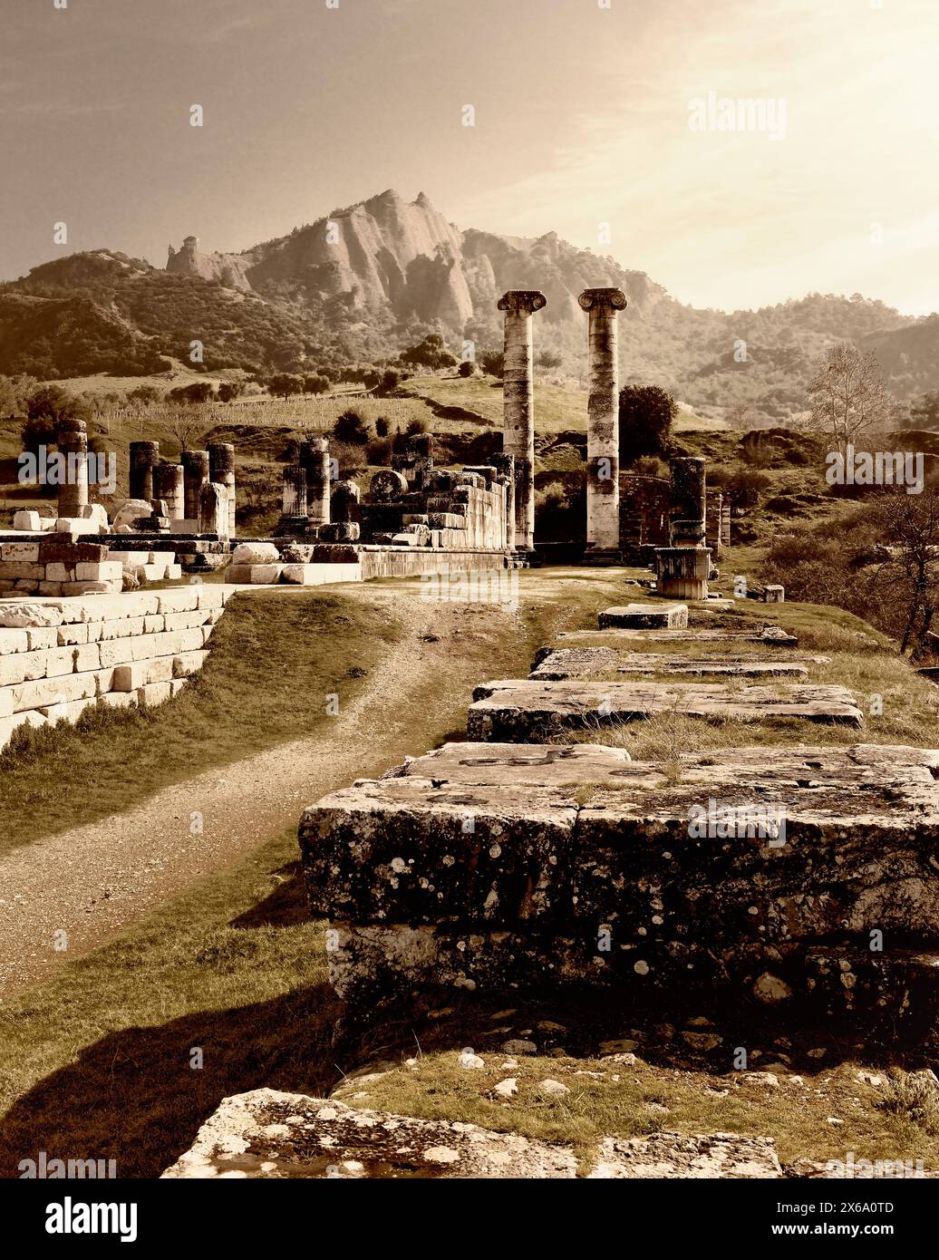 Ionic style Temple of Artemis in the ancient Greek city of Sardis in ...