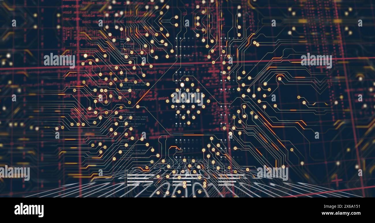 Image of computer circuit board over data processing Stock Photo - Alamy