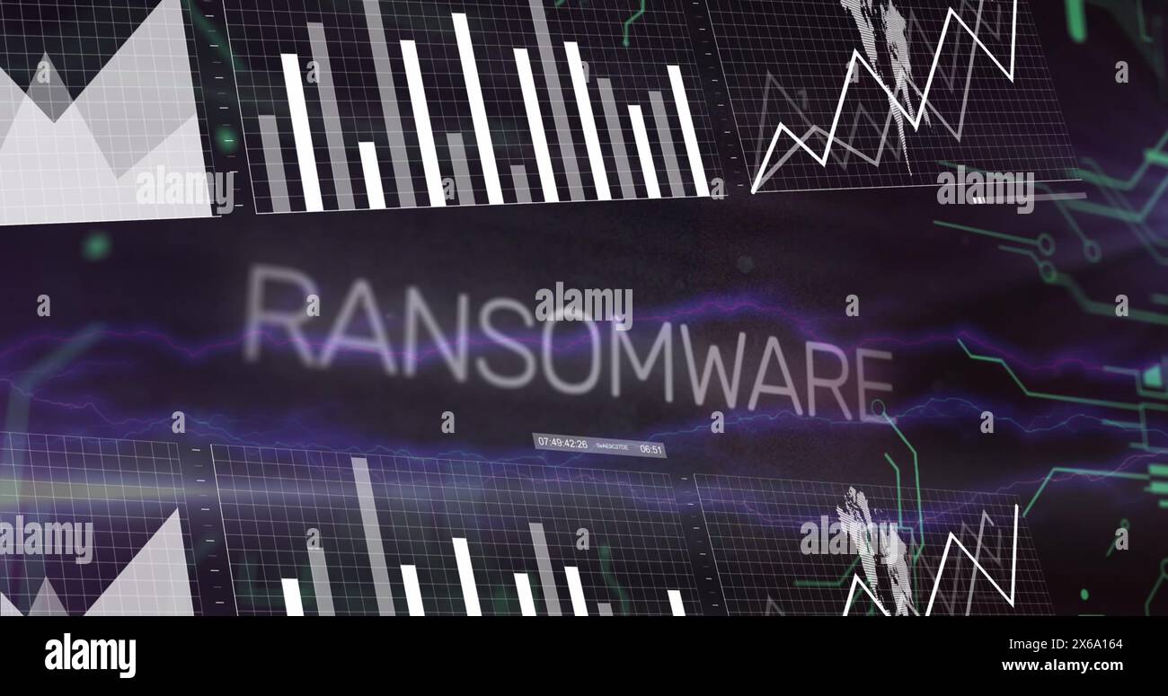 Image of ransomware text over data processing Stock Photo - Alamy