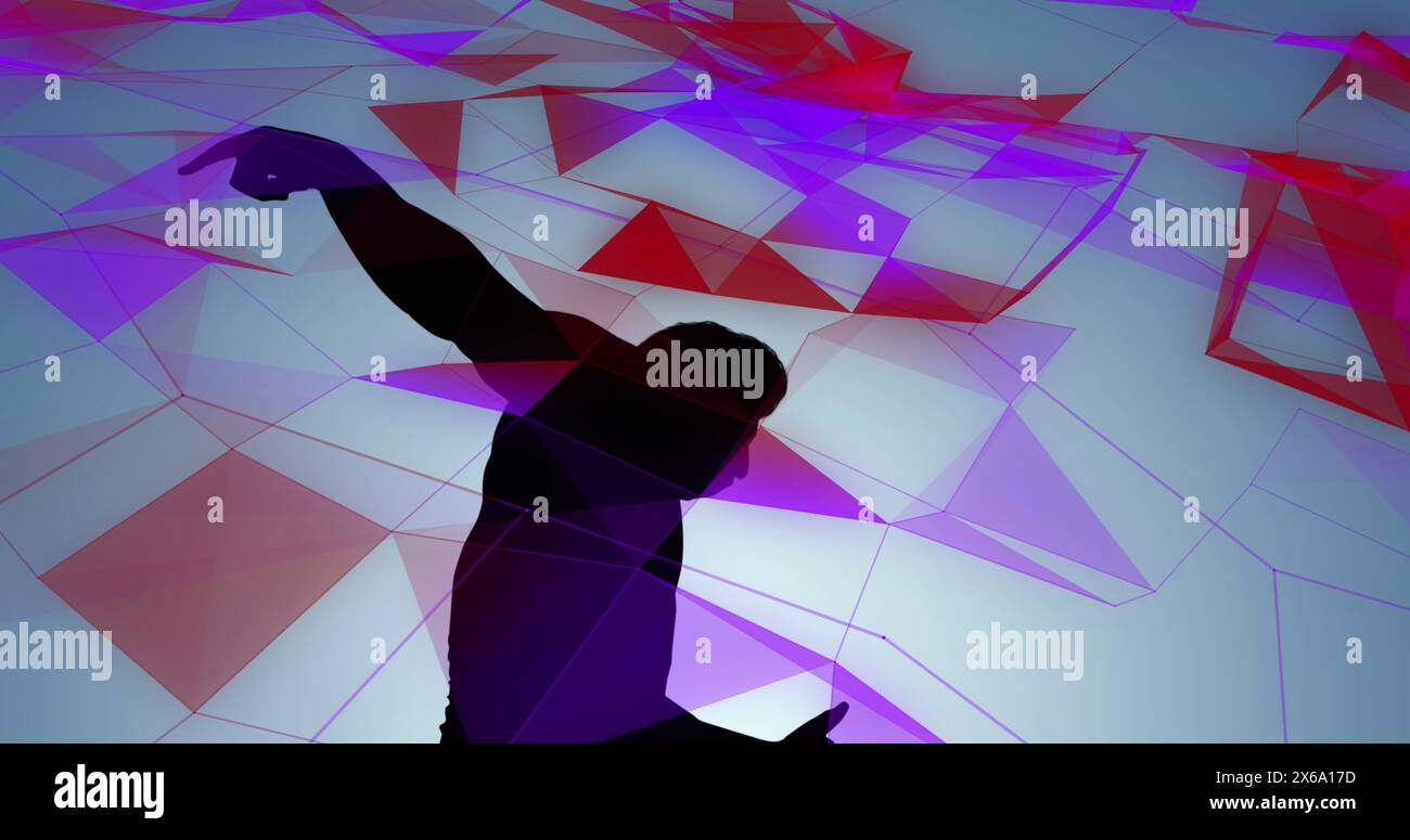 Image of shapes over man silhouette on grey background Stock Photo - Alamy