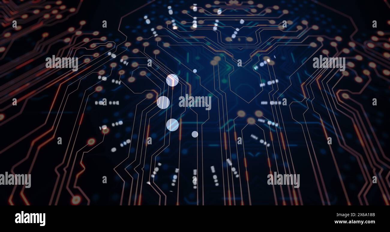 Image of computer circuit board over scope scanning on black background Stock Photo - Alamy