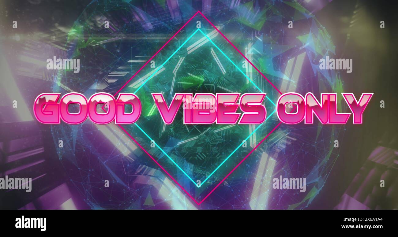 Image of good vibes only text banner over tunnel in seamless pattern ...