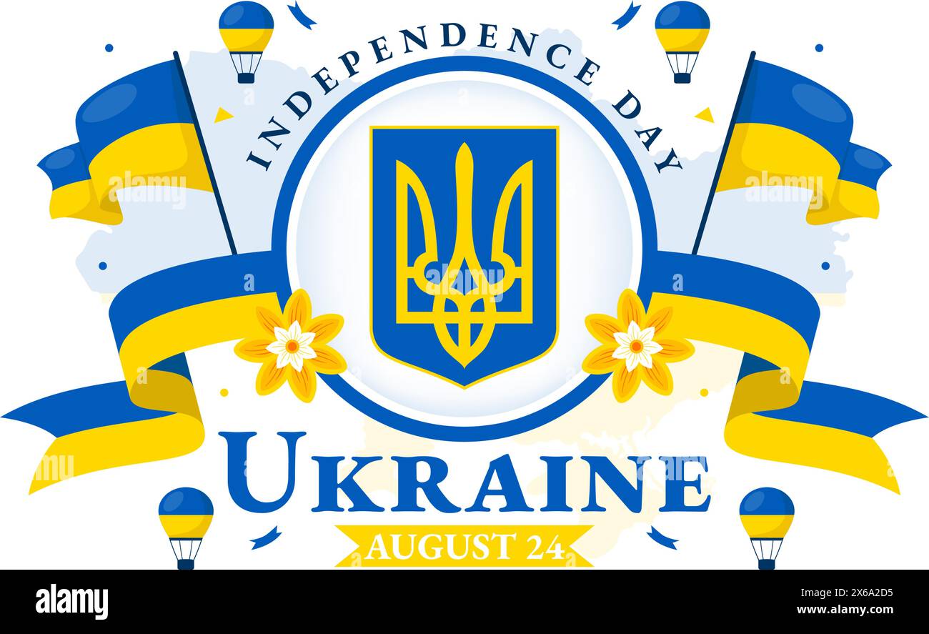 Happy Ukraine Independence Day Vector Illustration on 24 August with ...