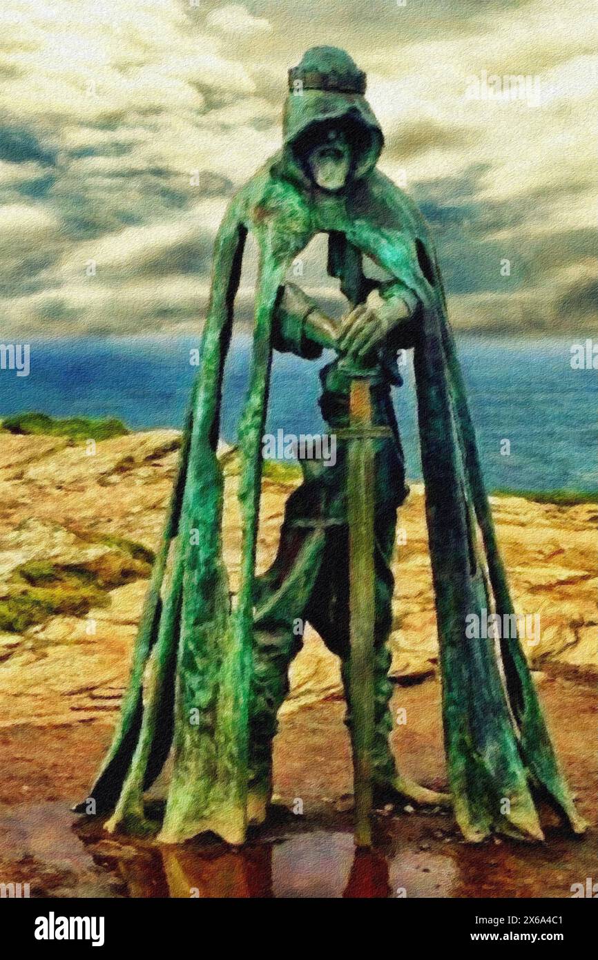 King Arthur statue, Tintagel, Cornwall, England Stock Photo - Alamy