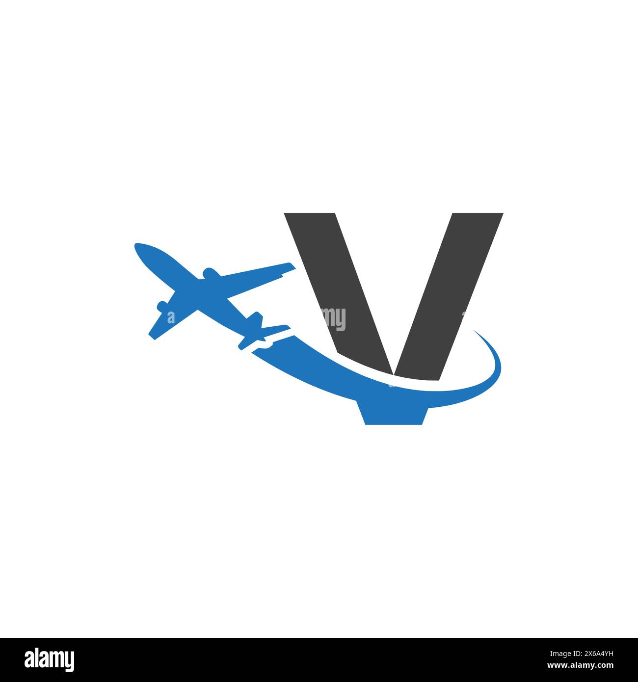 V letter logo with airplane Stock Vector Image & Art - Alamy