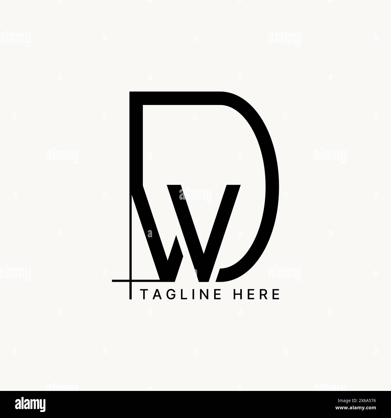 Logo design graphic concept creative premium vector stock initial DW connected font line corner ...