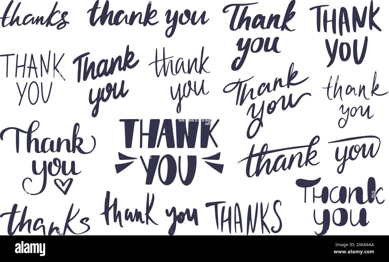 Thank you phrases. Decorative thanks giving handwritten lettering ...