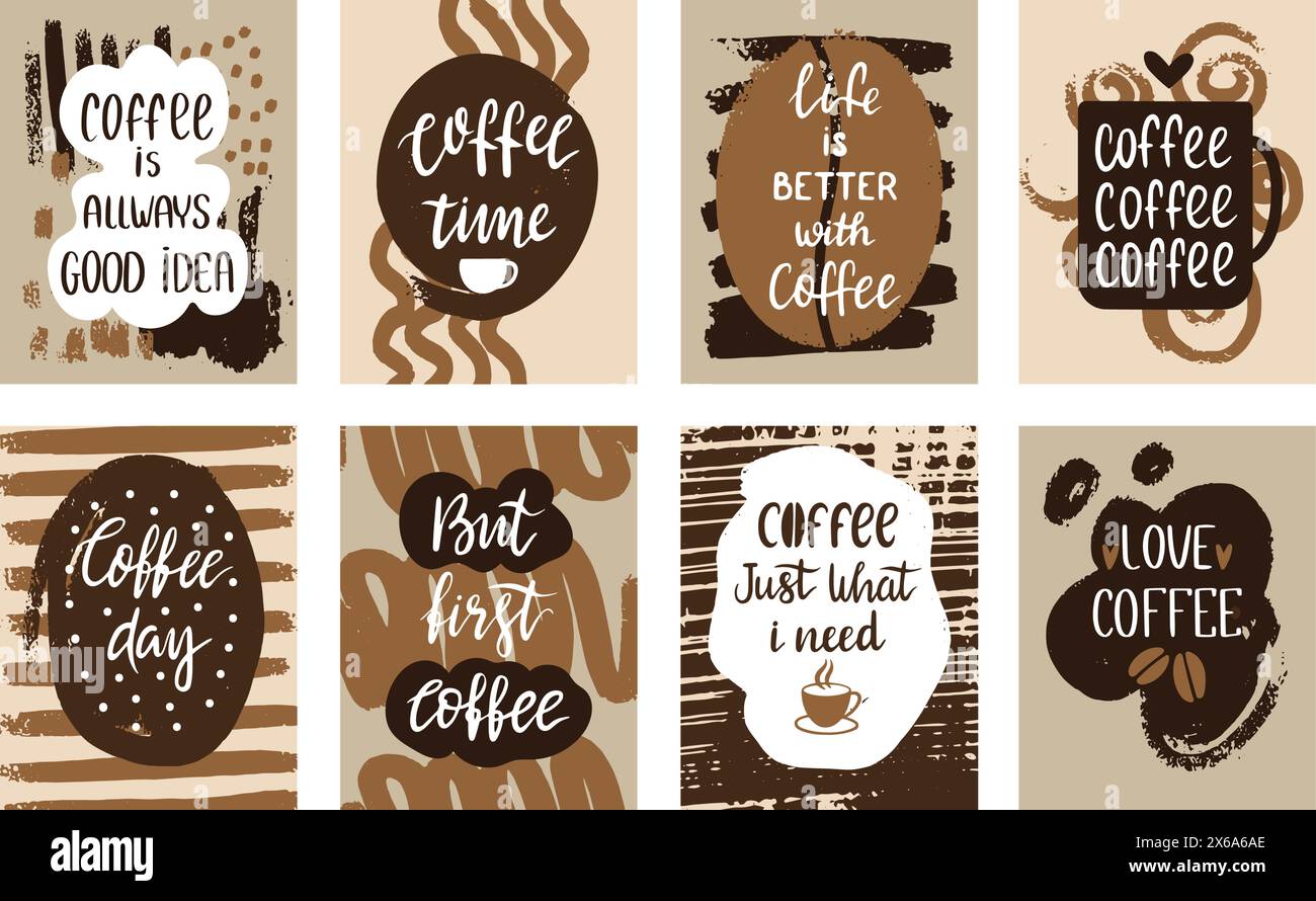 Coffee cards design. Creative posters or banners with handwritten ...