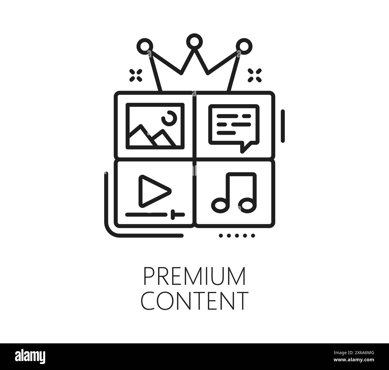 Premium content line icon, blogging, social media and multimedia vector ...