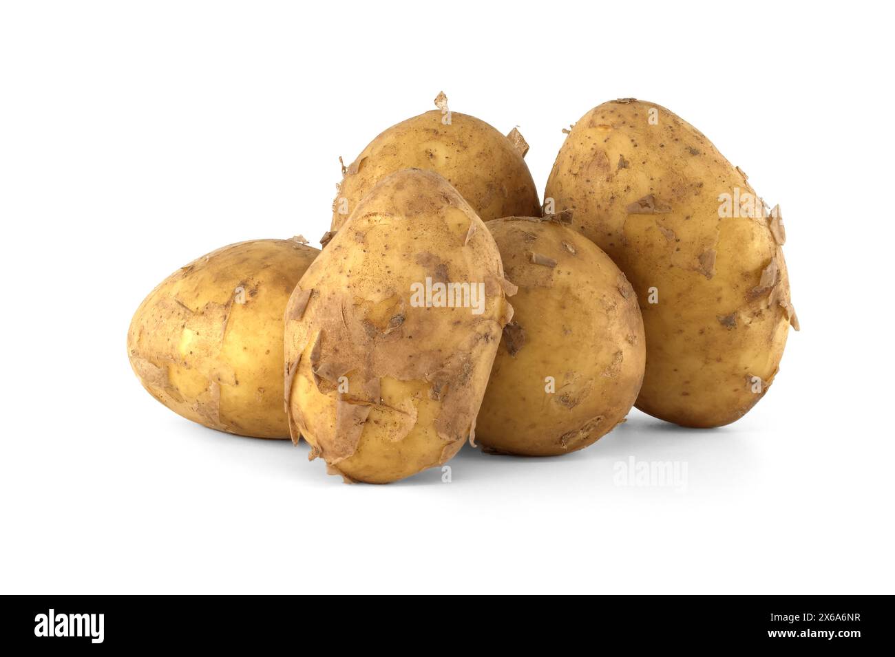 Group of fresh early potatoes, with a light brown skin and dark brown ...