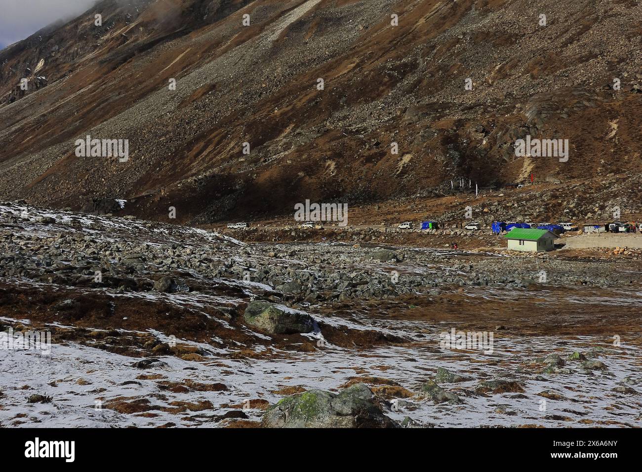 arid alpine mountain barren landscape of north sikkim, high altitude ...