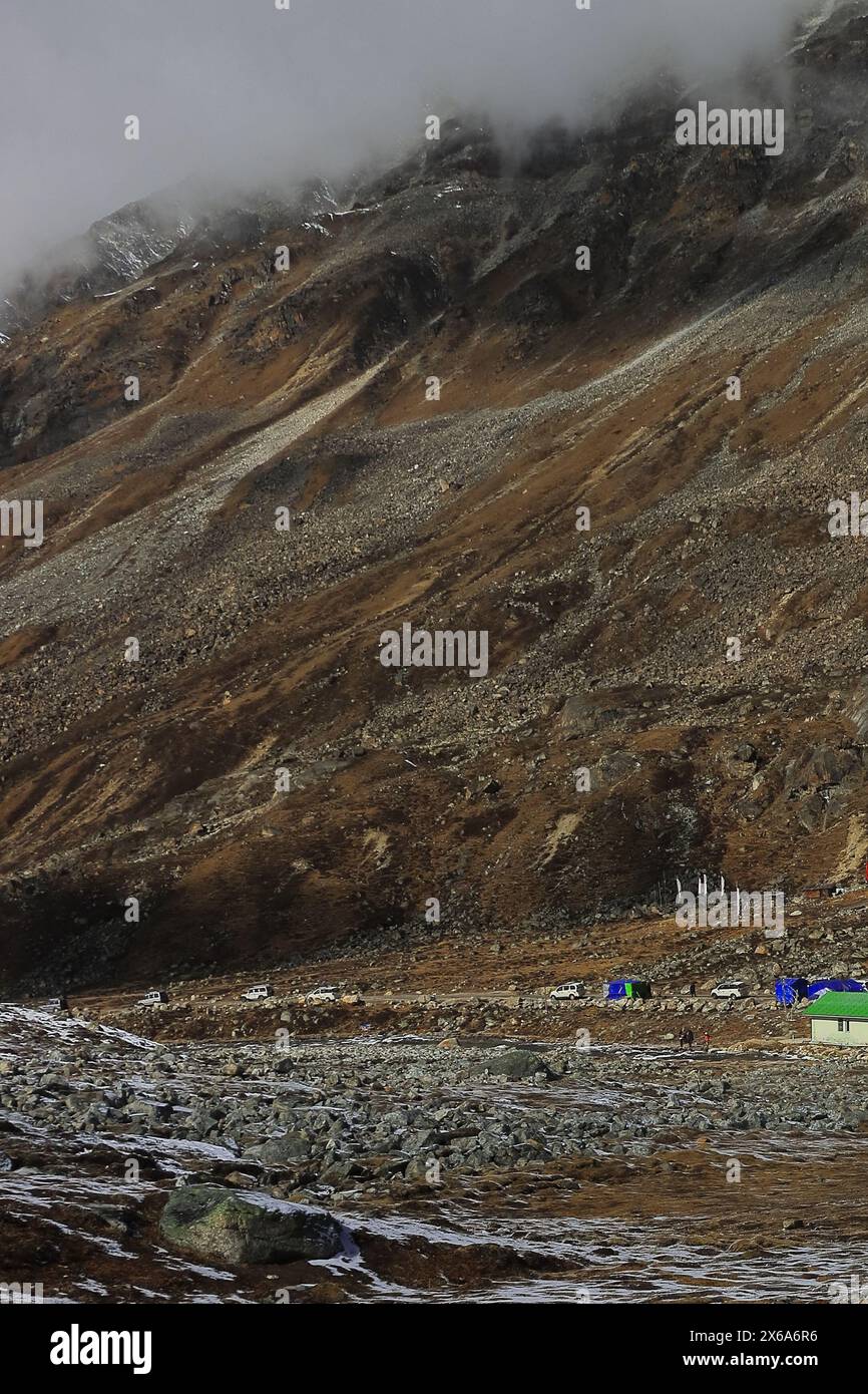 arid alpine mountain barren landscape of north sikkim, high altitude ...