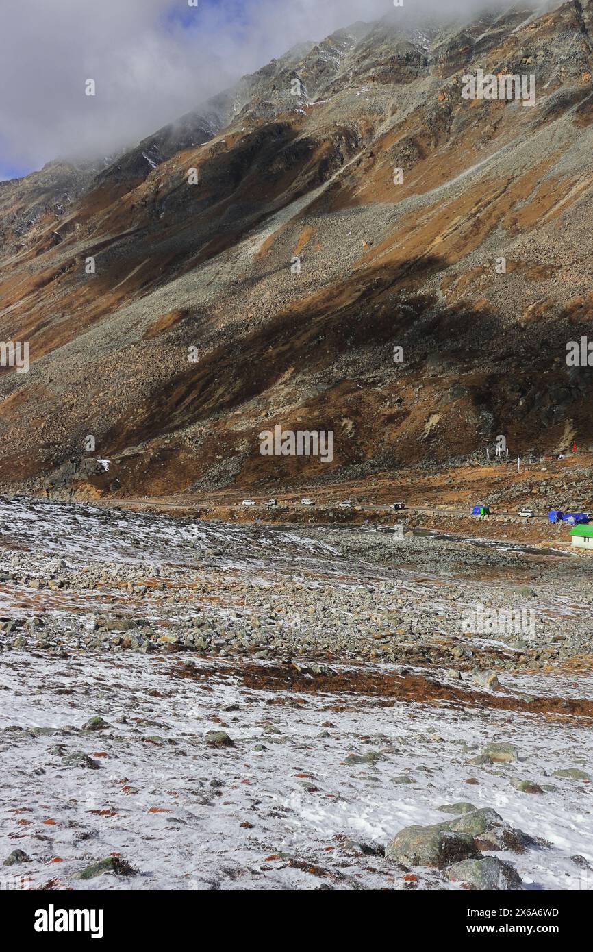 arid alpine mountain barren landscape of north sikkim, high altitude ...