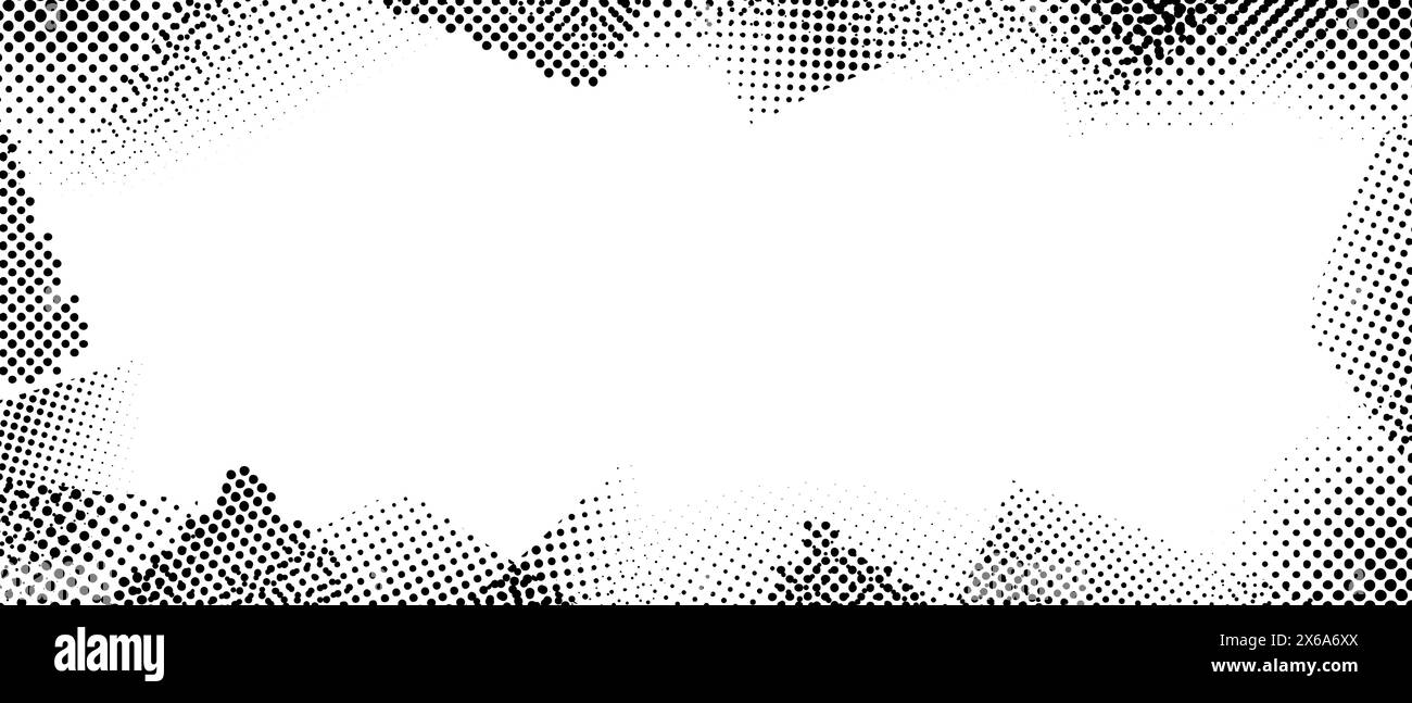 Halftone grunge frame. Retro dotted border overlay for poster, cover ...