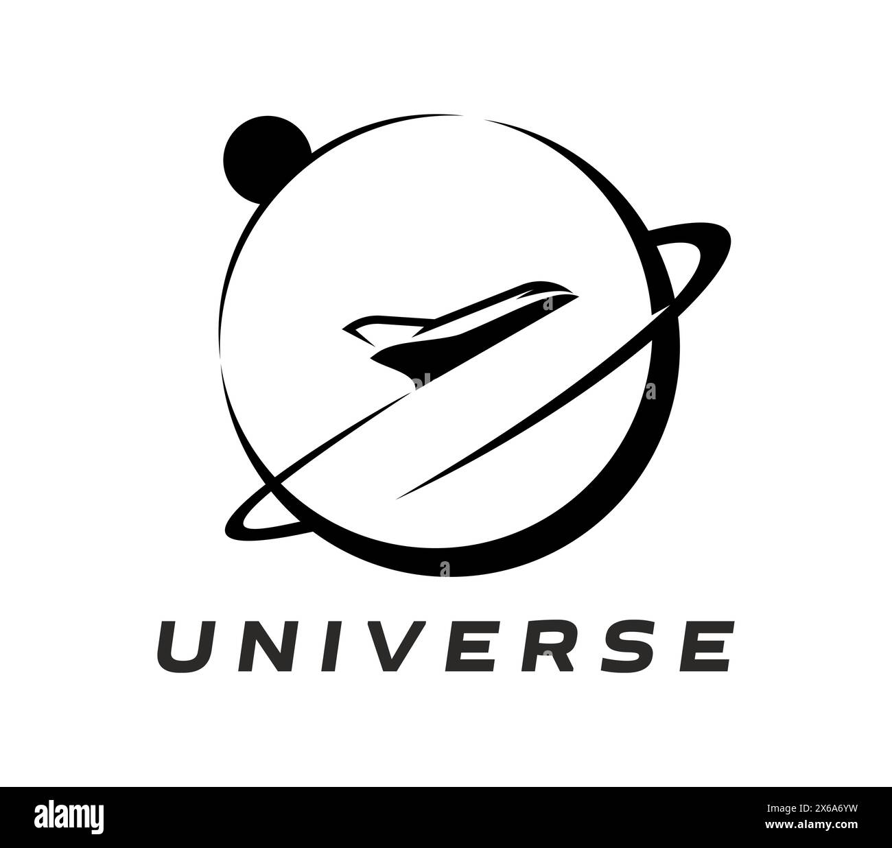 Spaceship icon of space rocket or galaxy shuttle on planet orbit for ...