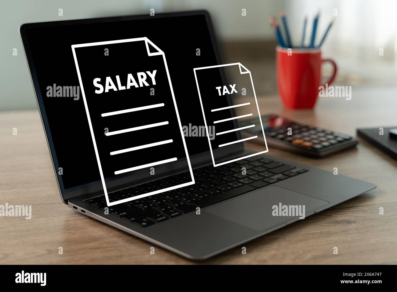 Man using computer check salary money saving concept payment person ...