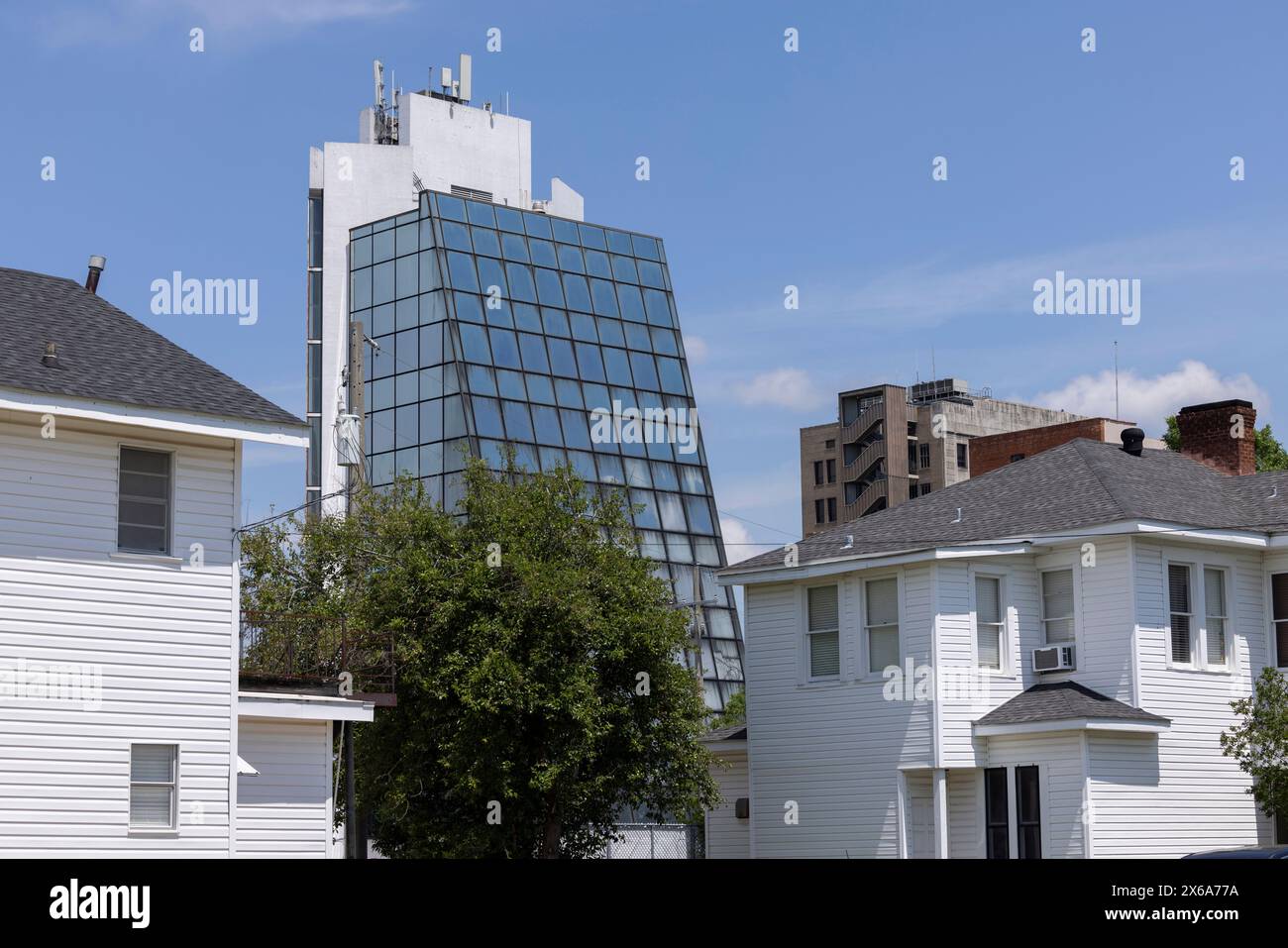 Afternoon view of housing and downtown skyline of Alexandria, Louisiana ...