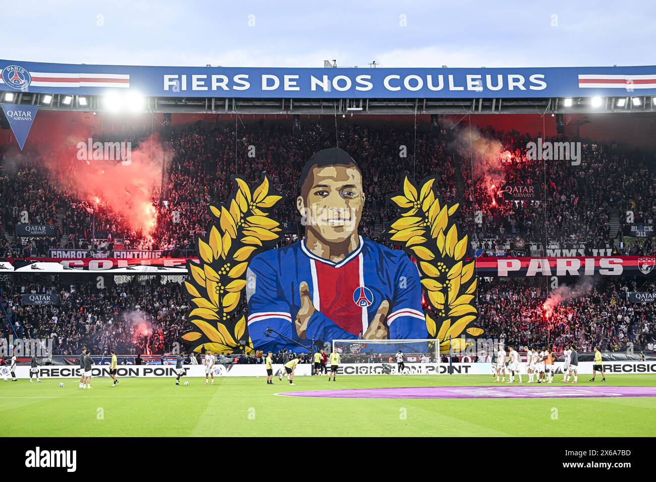 Parisian supporters illustration or Ultras KOP fans crowd with a giant ...