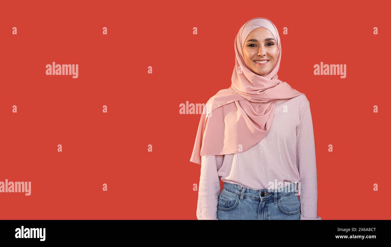 Happy woman. Modest beauty. Positive emotion. Portrait of pleased ...