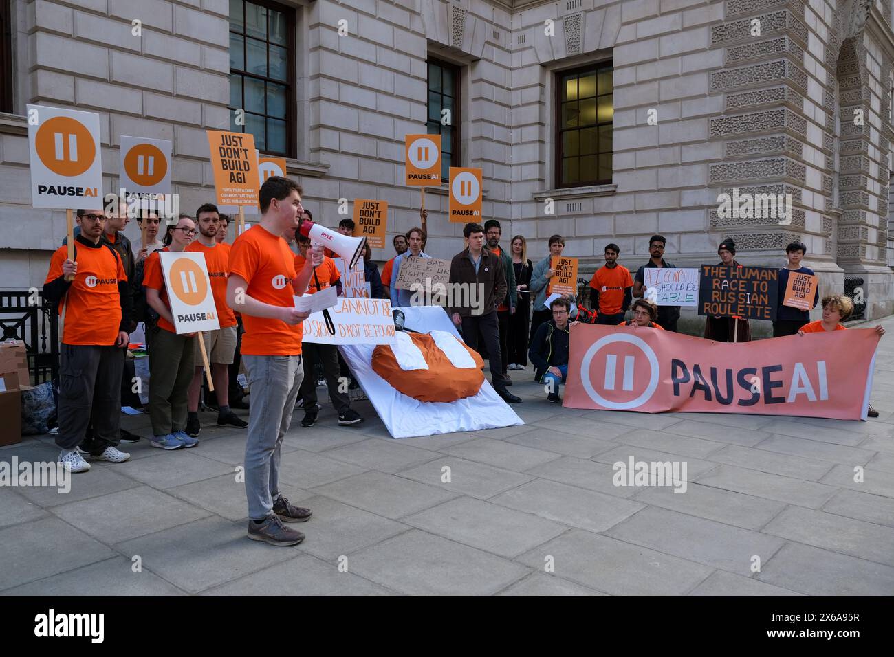 London, UK, 13th May, 2024. Pause AI activists (Artificial Intelligence ...