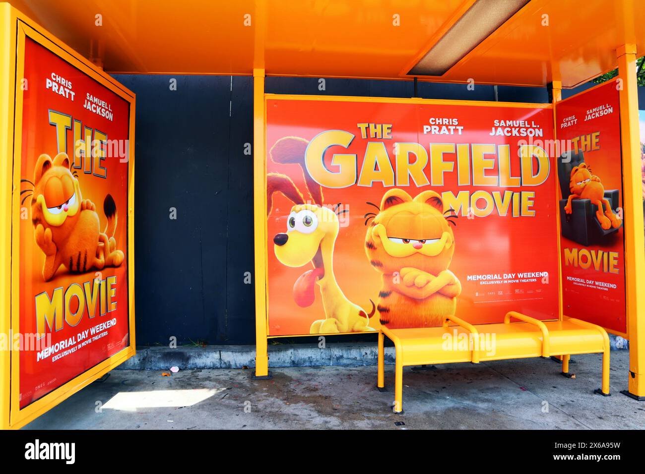 Los Angeles, California – May 13, 2024: Metro Bus Stop with graphic of ...