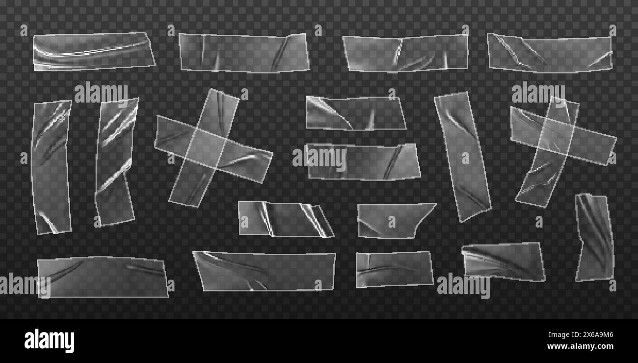 Realistic transparent tape. Plastic glue scotch strip for fix, clear ...